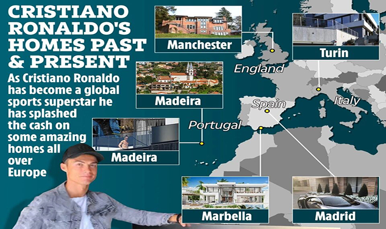 Cristiano Ronaldo's homes from a shared room in Madeira to the most ...